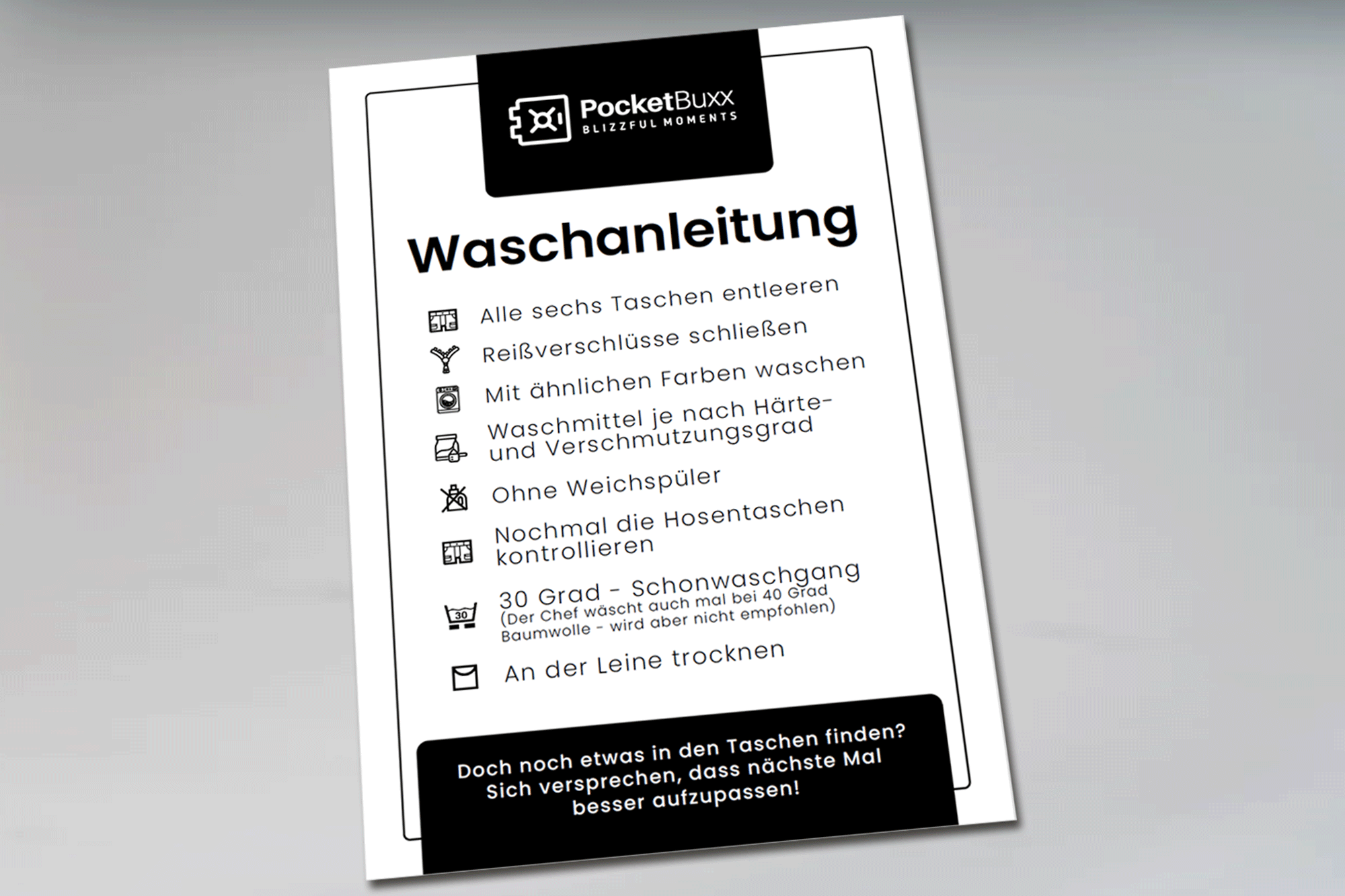 🎁 Waschanleitung – Pocketbuxx
